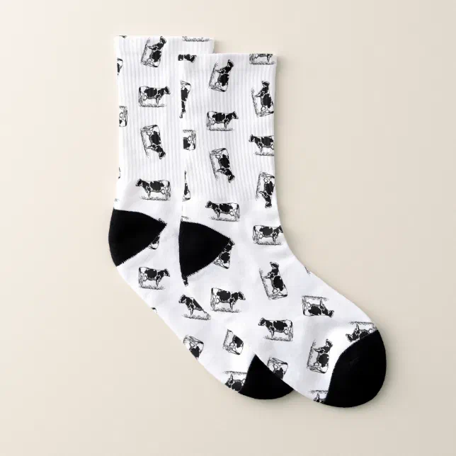 Classic Holstein Cows Art CUSTOM BACKGROUND COLOR Socks | Zazzle