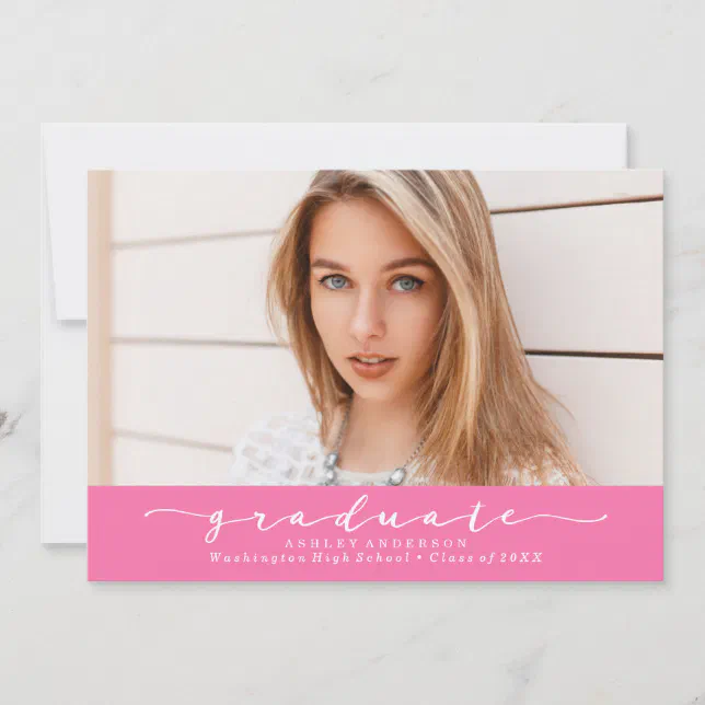 Classic Hot Pink Graduation Announcement | Zazzle