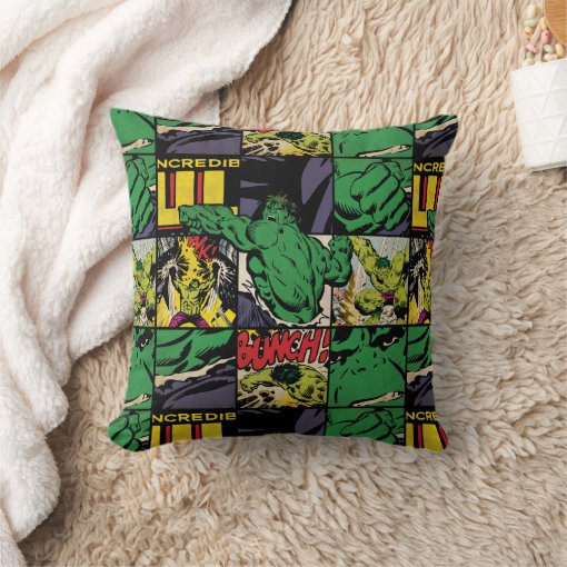 Classic Hulk Comic Book Pattern Throw Pillow | Zazzle