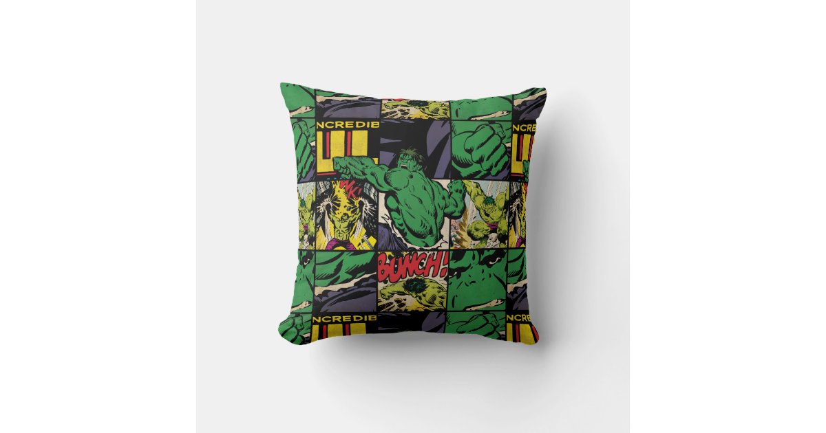Classic Hulk Comic Book Pattern Throw Pillow | Zazzle