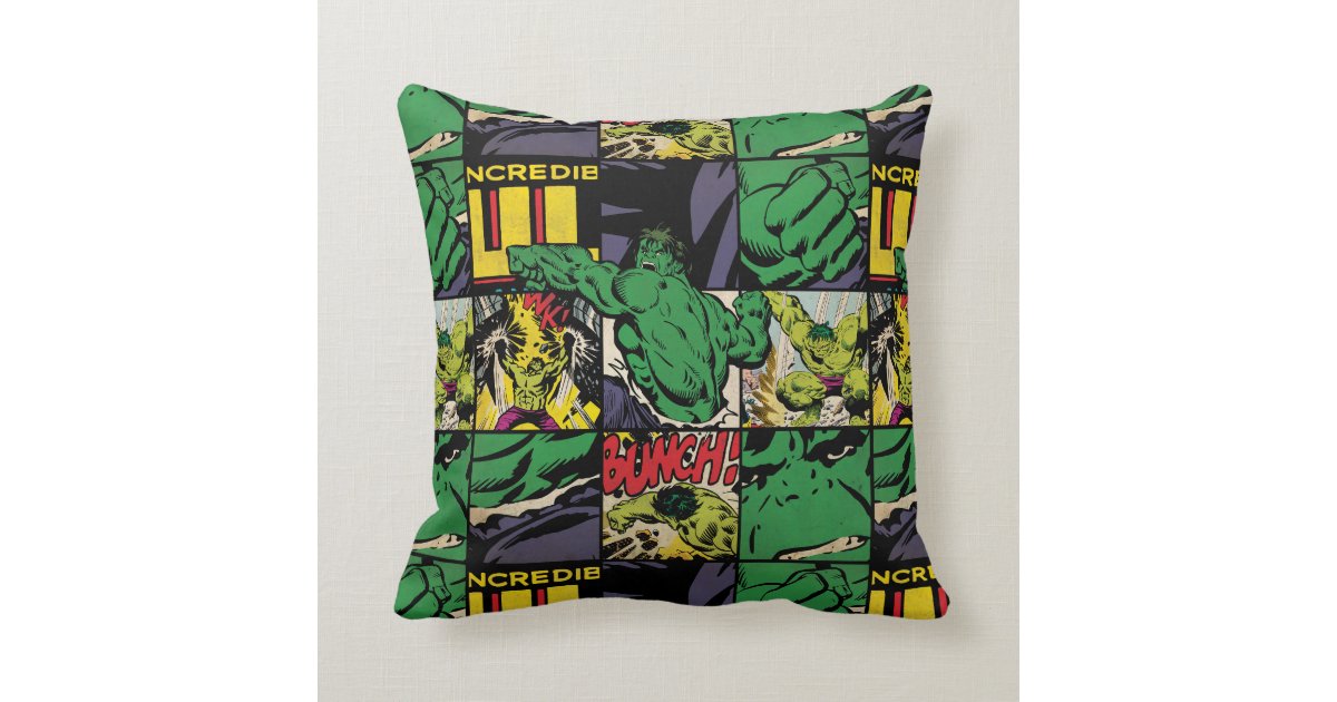 Classic Hulk Comic Book Pattern Throw Pillow | Zazzle.com