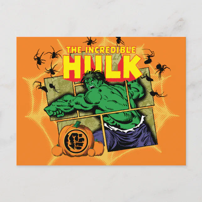 Classic Hulk Halloween Comic Panel Postcard | Zazzle