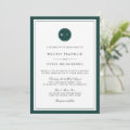 Classic Hunter Green Border Monogram Wedding Invitation | Zazzle