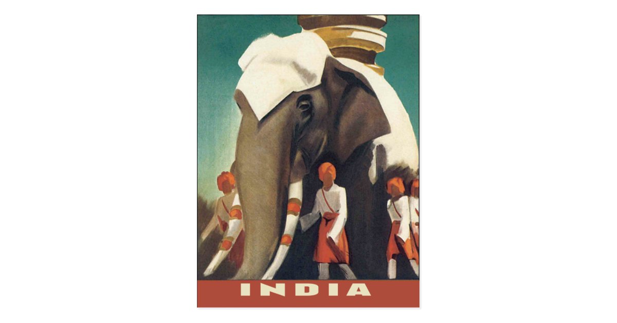 Classic India vintage travel poster illustration Postcard | Zazzle.com