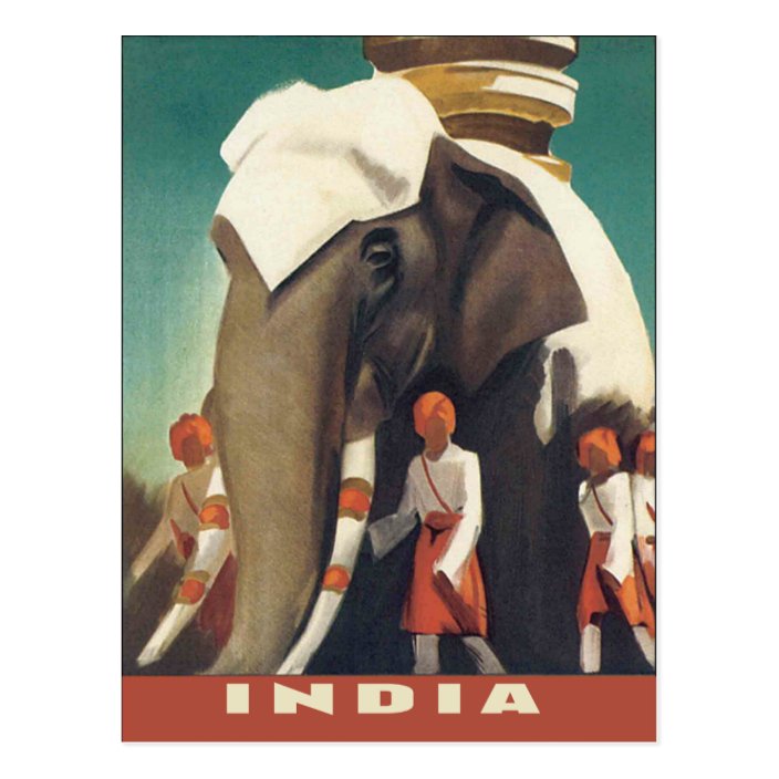 Classic India vintage travel poster illustration Postcard | Zazzle.com