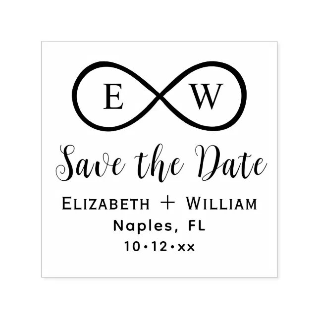 Classic Infinity Monogram Wedding Save the Date Self-inking Stamp | Zazzle