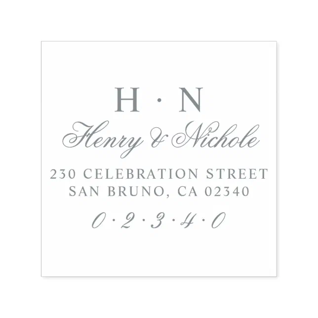 Classic Initials Wedding Names & Return Address Self-inking Stamp | Zazzle