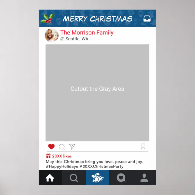 Classic Instagram Frame Christmas Party Photo Prop Poster | Zazzle