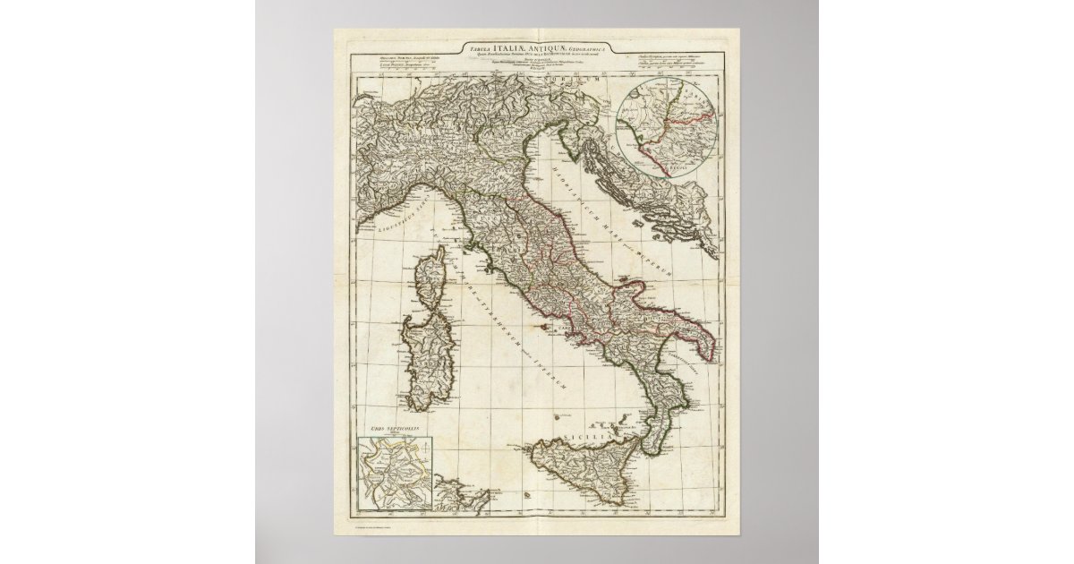 Classic Italian Map Poster | Zazzle