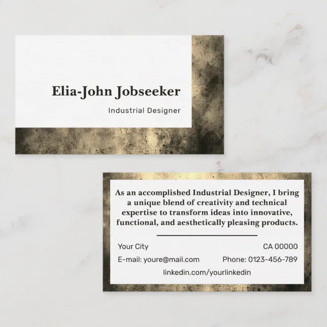 Classic Job Seeker Simple Minimalist Gold Stone Business Card | Zazzle