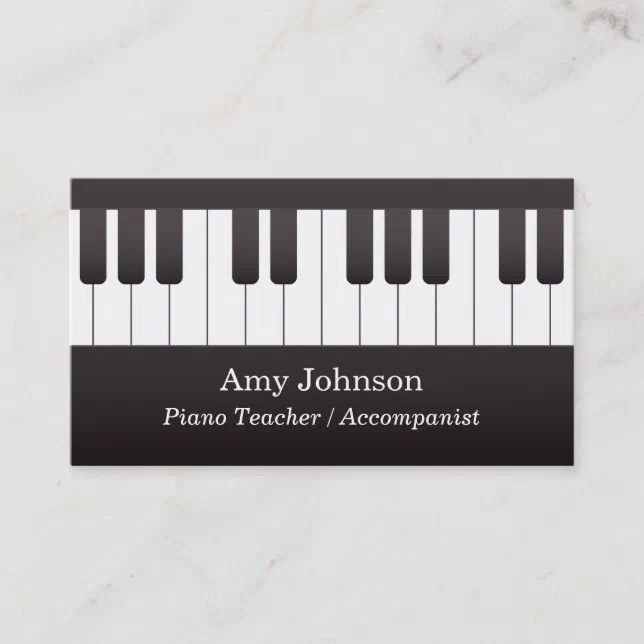Classic Keyboard Keys Music Piano Teacher Business Card | Zazzle