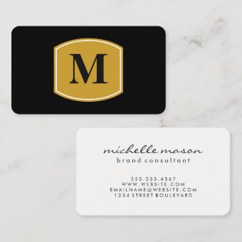 Classic Large Monogram / Black Business Card | Zazzle