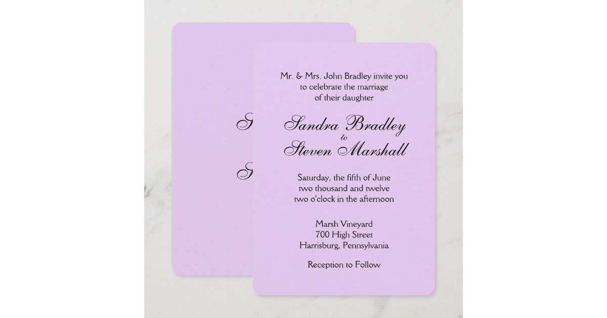 Classic Lavender Wedding Invitations | Zazzle