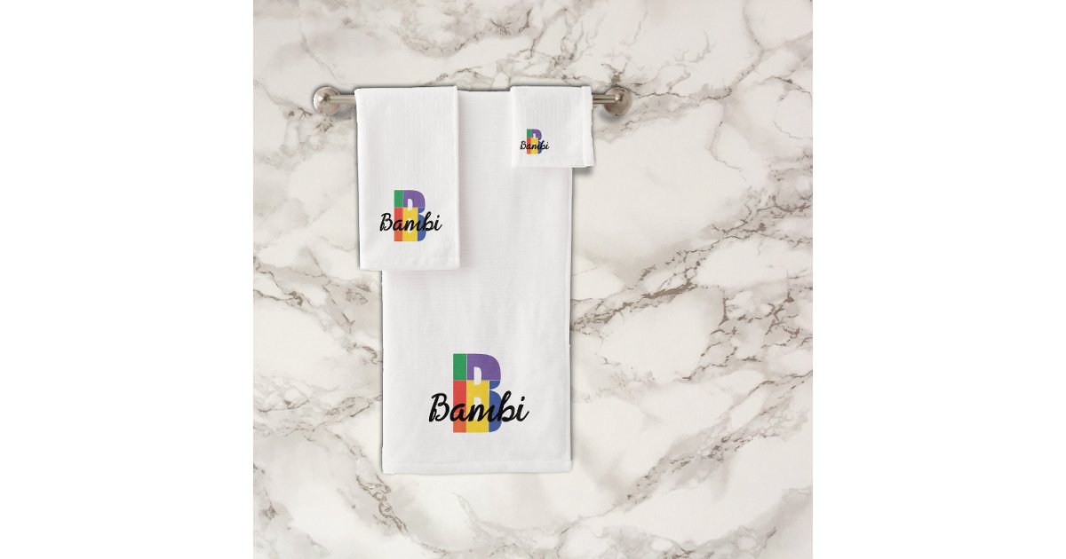 Classic letter B colored monogrammed Bath Towel Set | Zazzle
