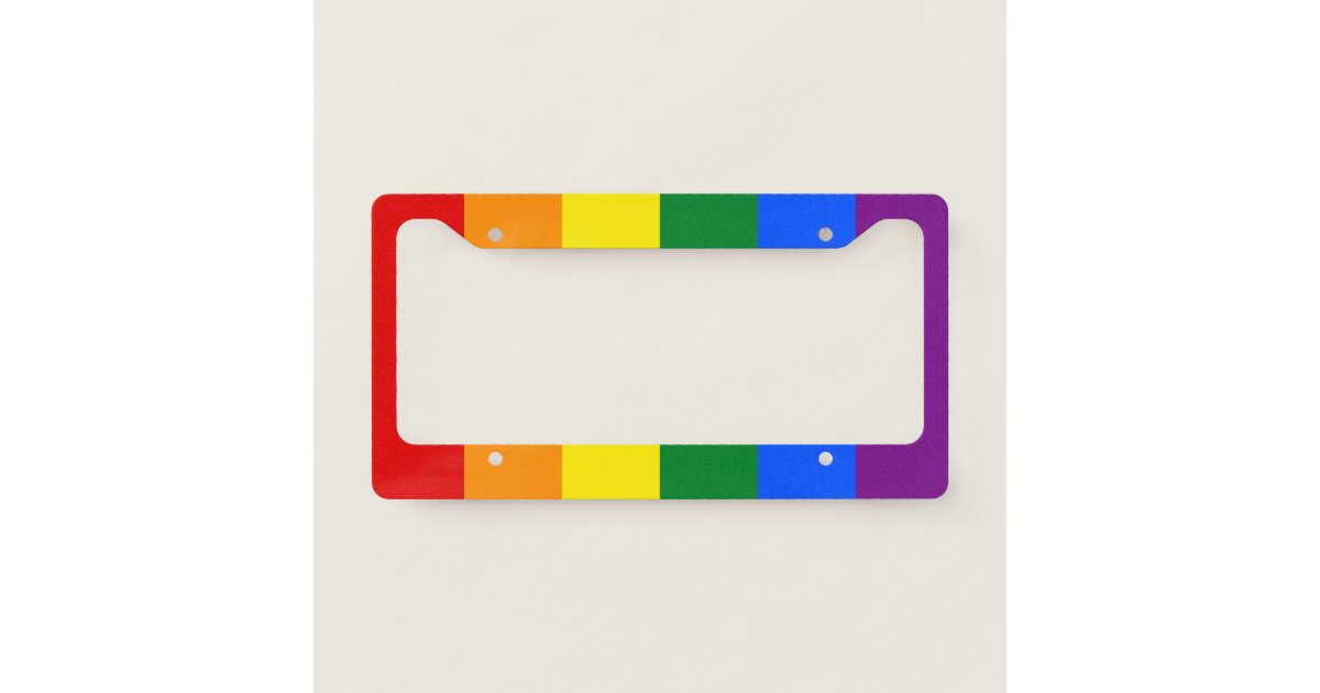 Classic LGBTQ Rainbow Gay Pride Flag License Plate Frame | Zazzle