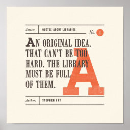 Classic Library Quote by Stephen Fry Poster | Zazzle