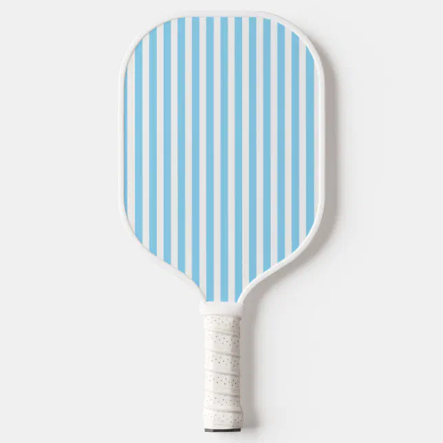 Classic Light Blue and White Vertical Striped Pickleball Paddle | Zazzle