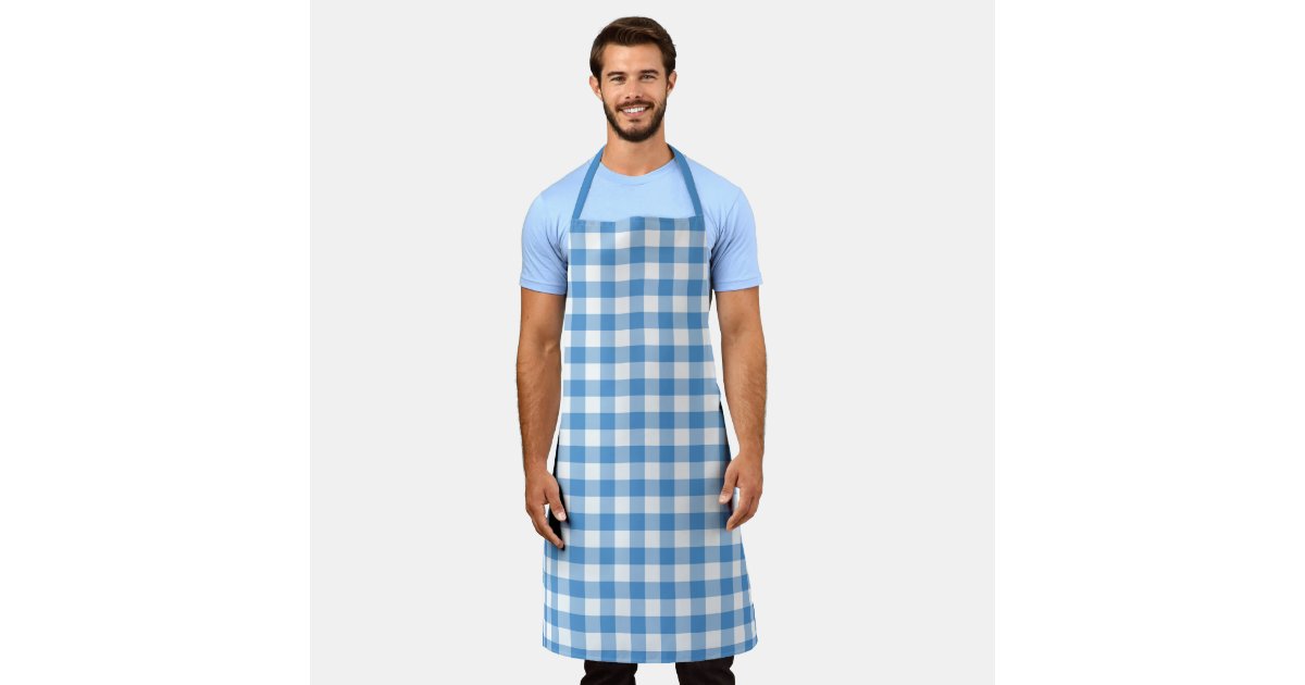 Classic Light Blue White Gingham Check Pattern Apron | Zazzle