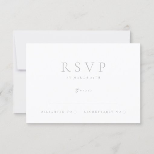 Classic Light Grey Elegant Modern Style Wedding RSVP Card | Zazzle