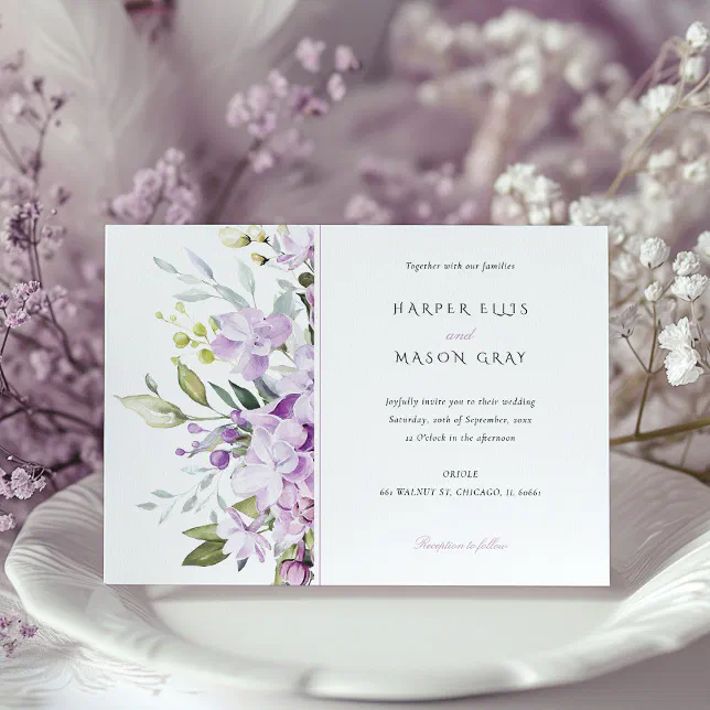 Classic Lilac Garden Wedding Invitation | Zazzle