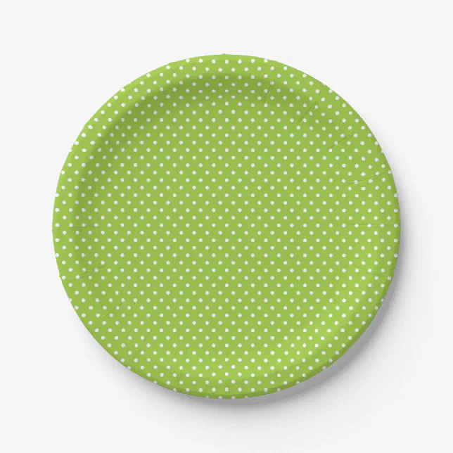 Classic Lime Green and White Polka Dot Plates | Zazzle