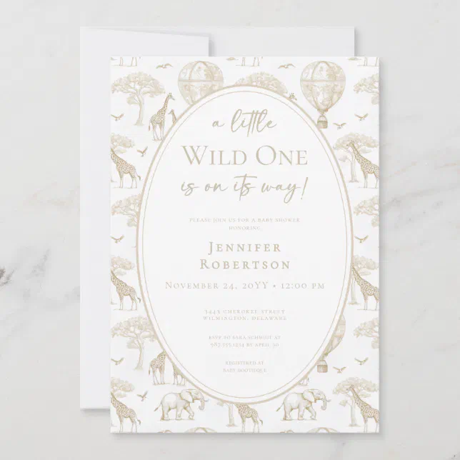 Classic Little Wild One Baby Shower Toile Invitation | Zazzle