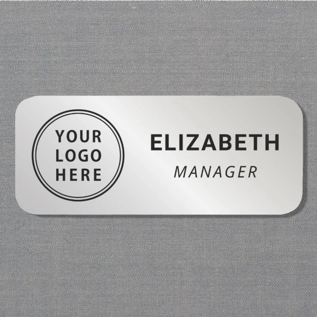 Classic Logo Silver Name Tag | Zazzle