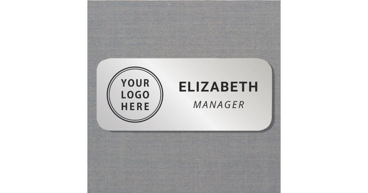 Classic Logo Silver Name Tag | Zazzle