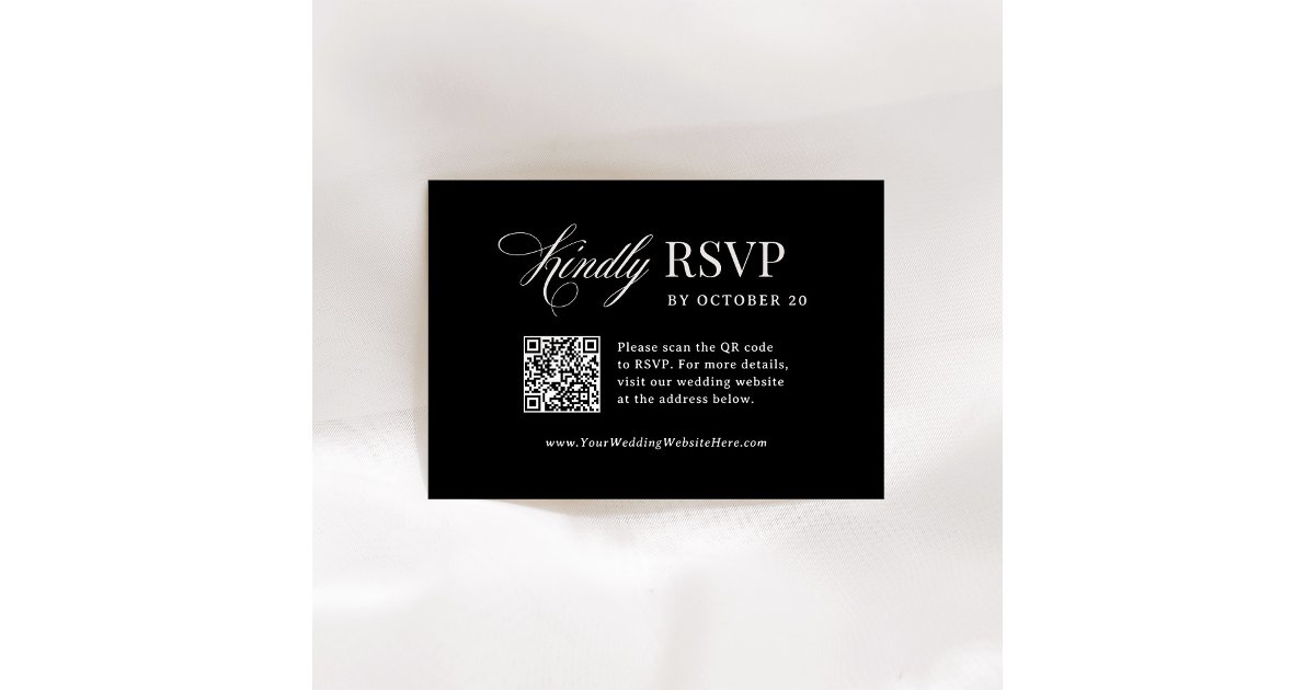 Classic Luxe | Black Scannable QR Code Wedding RSVP Card | Zazzle