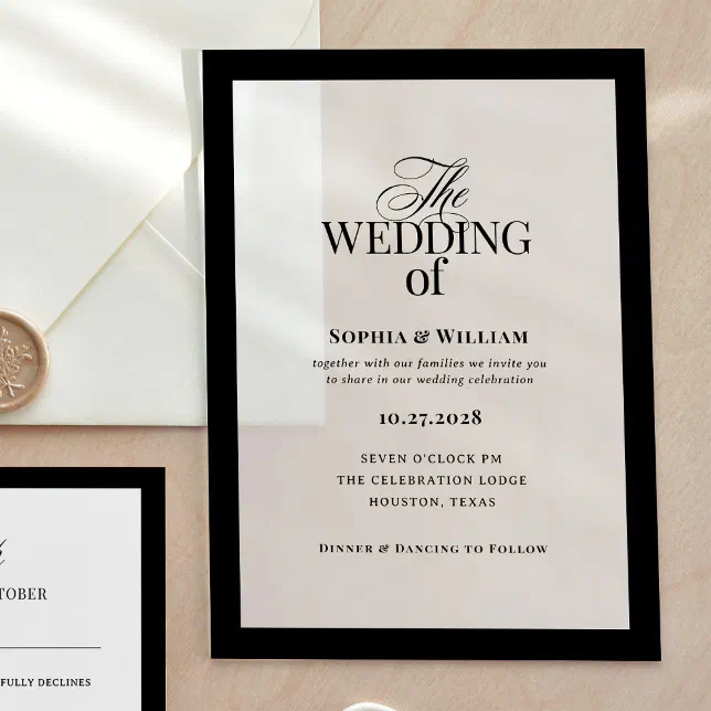 Classic Luxe | Elegant Black Frame Wedding Acrylic Invitations | Zazzle