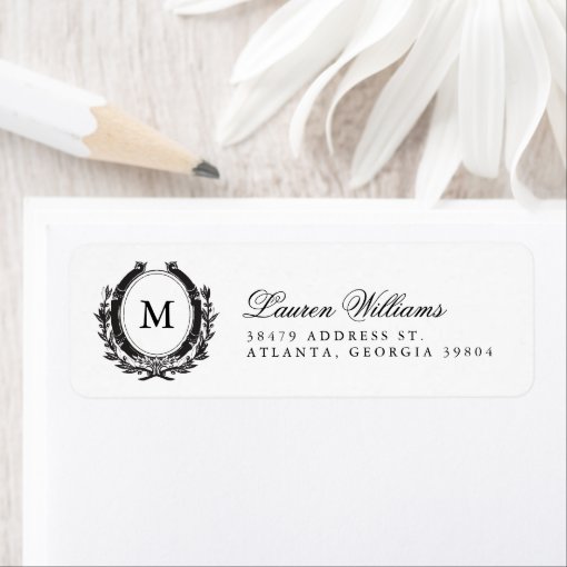 Classic Luxe Monogram Return Address Labels | Zazzle