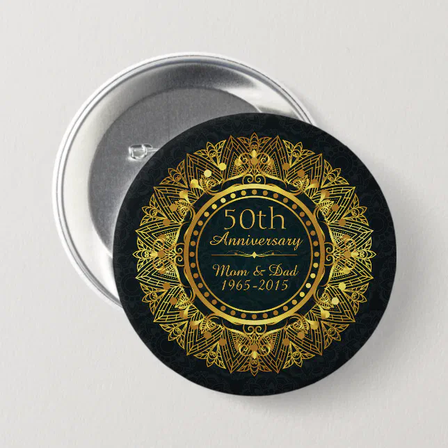 Classic Luxury 50th Wedding Anniversary Button | Zazzle