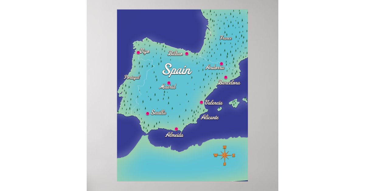Classic Map Of Spain Poster | Zazzle