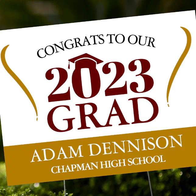 Classic Maroon and Gold Grad Congrats Sign | Zazzle