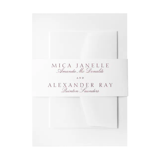 Classic Maroon Burgundy Calligraphy Formal Wedding Invitation Belly ...