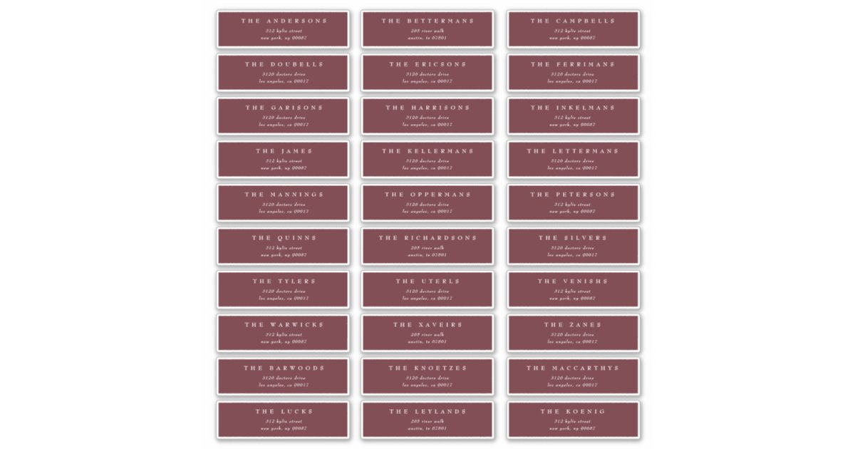 Classic Maroon Burgundy individual wedding address Sticker | Zazzle