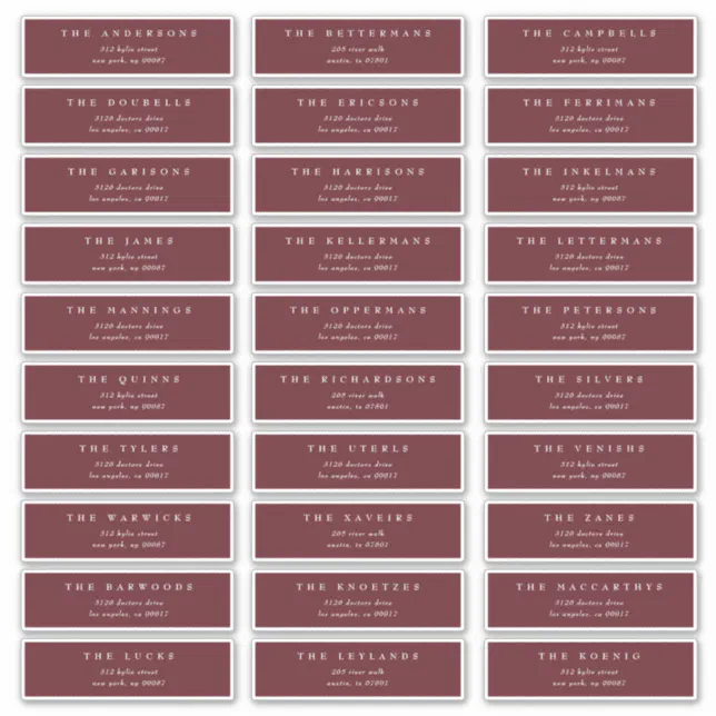 Classic Maroon Burgundy individual wedding address Sticker | Zazzle