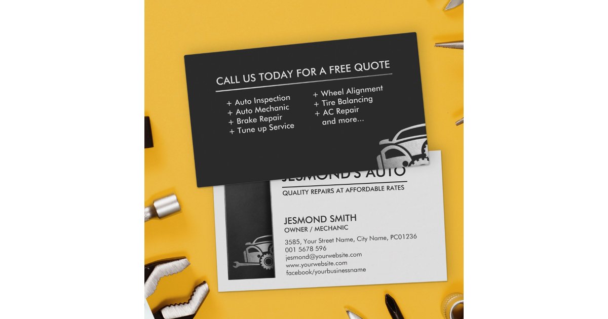 Classic Mechanic Car Repair Business Card | Zazzle