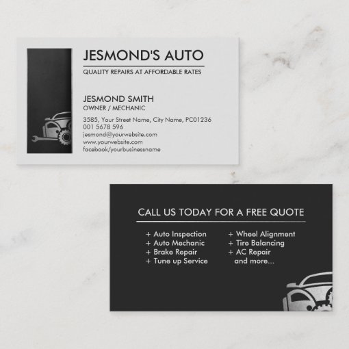 Classic Mechanic Car Repair Business Card | Zazzle