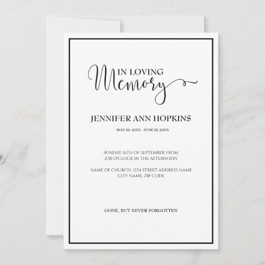 Classic Memorial Service Announcement Invitation | Zazzle.com