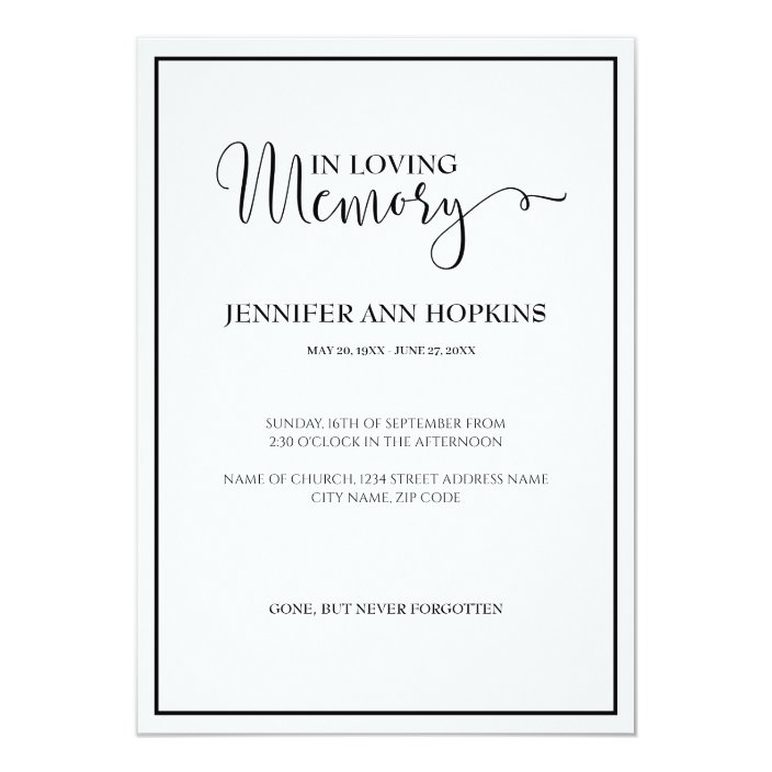 Classic Memorial Service Announcement Invitation | Zazzle.com