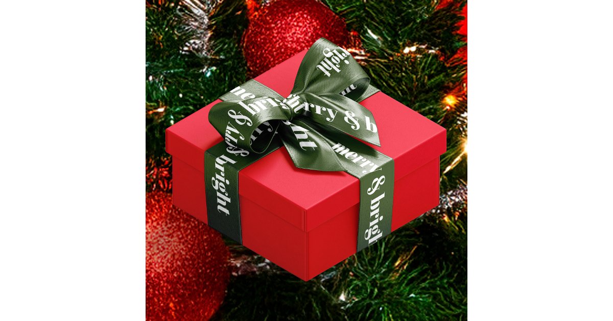 Classic Merry & Bright Green Color #1A4301 Satin Ribbon | Zazzle