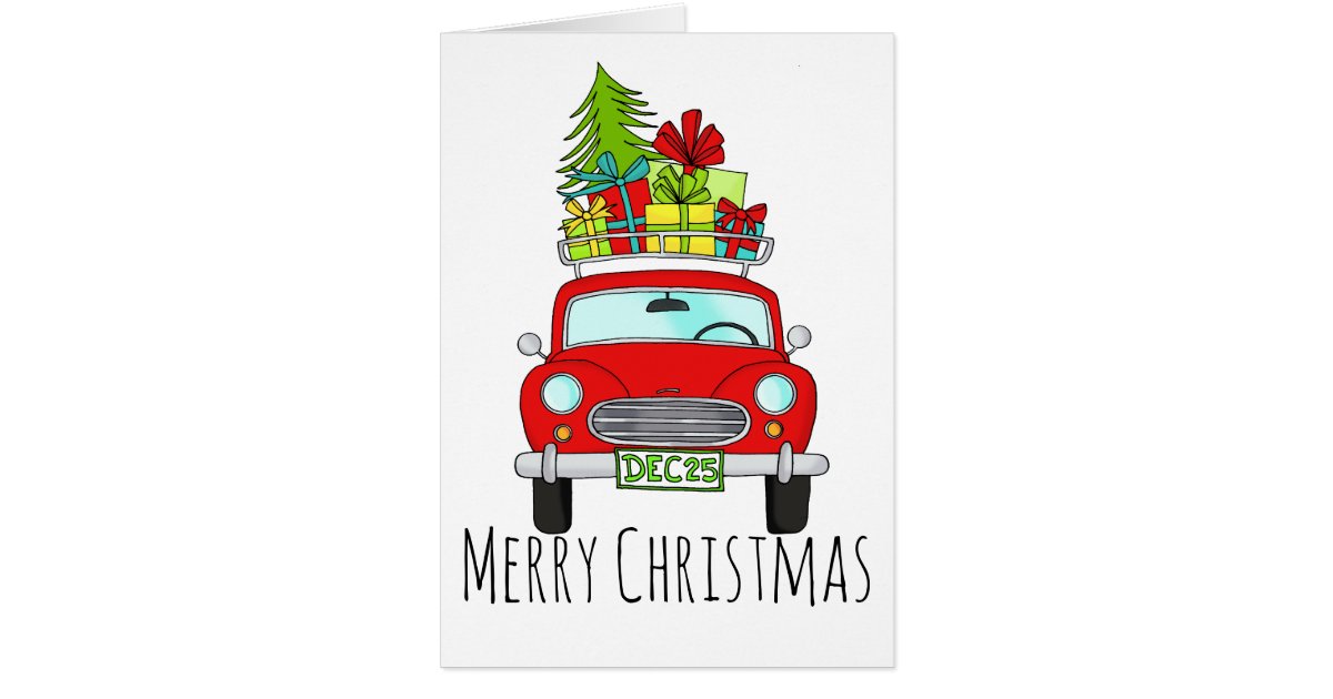Classic Merry Christmas Car with Gifts | Zazzle