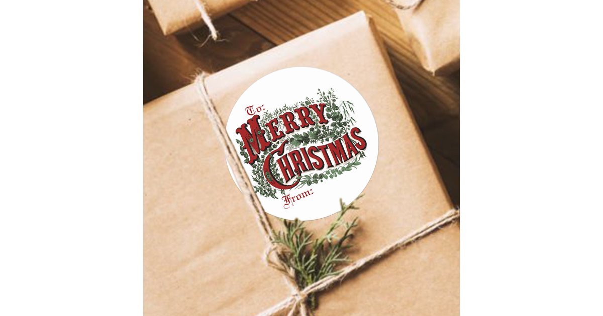 Classic Merry Christmas Gift Tag Stickers | Zazzle