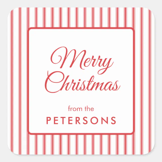Classic Merry Christmas Square Sticker | Zazzle