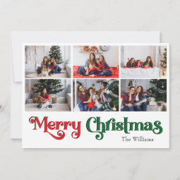 Classic Merry Christmas Year In Review Ten Photo Holiday Card | Zazzle