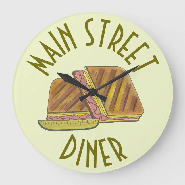 Classic Miami Cuban Sandwich Diner Deli Restaurant Large Clock | Zazzle