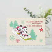 Classic Mickey and Minnie | Snow Sledding Holiday Card | Zazzle