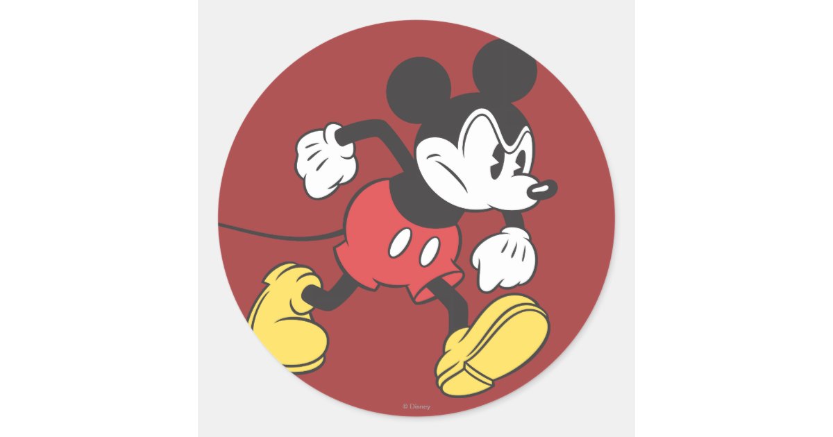 Classic Mickey | Angry Classic Round Sticker | Zazzle