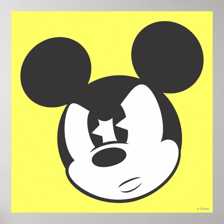 Classic Mickey | Angry Head Poster | Zazzle
